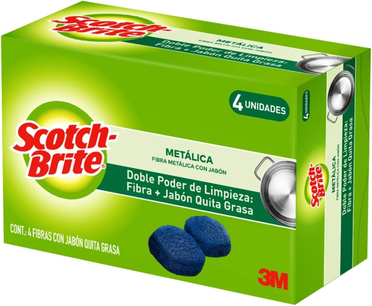 4 pack 3M Scotch-Brite Fibra Metálica con Jabón | BuscaPromos